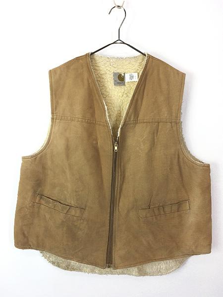 古着 70s Carhartt 裏ボア オールド ブラウン ダック ワーク ベスト XL 古着