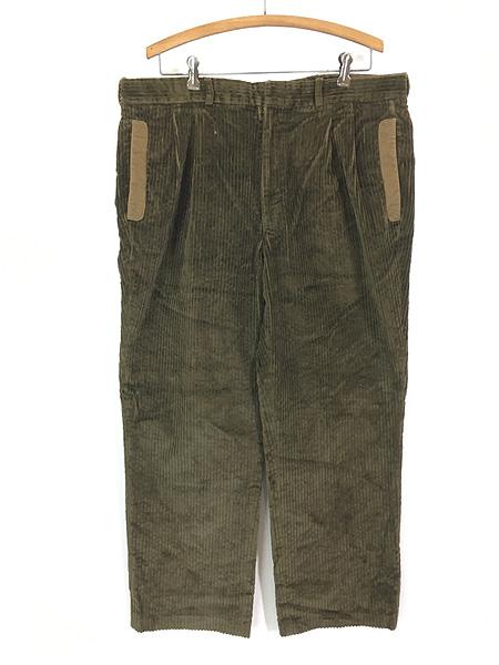 古着 90s USA製 Willis& 極太畝 ベロア コーデュロイ タック パンツ コーズ ストレート W37 L28