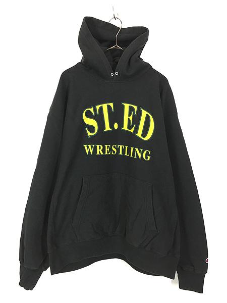 古着 Champion Reverse Weave 「ST.ED WRESTLING」 リバース スウェット パーカー XL 古着