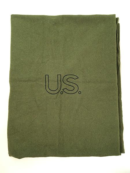雑貨 古着 60s 米軍 「US」 ステンシル ミリタリー ウール ブランケット ラグマット 大判 古着