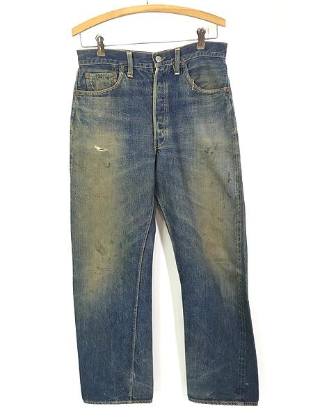 古着 50s Levi's 501XX 革 レザーパッチ 濃紺 インディゴ デニム パンツ ジーンズ ストレート W32 L31