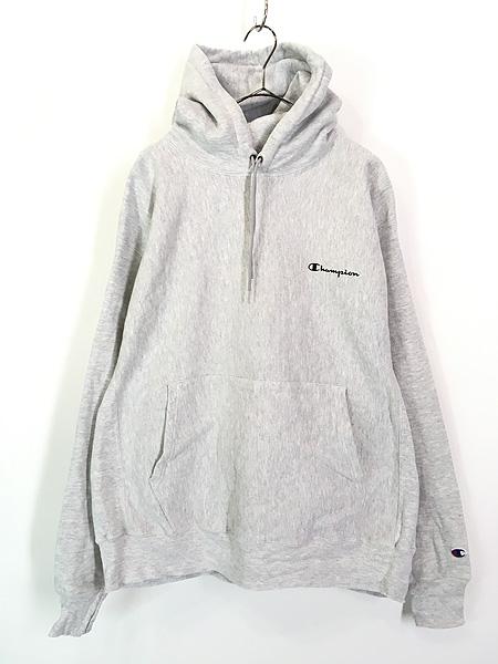 古着 00s Champion Reverse Weave ワンポイント リバース スウェット パーカー グレー L位 古着