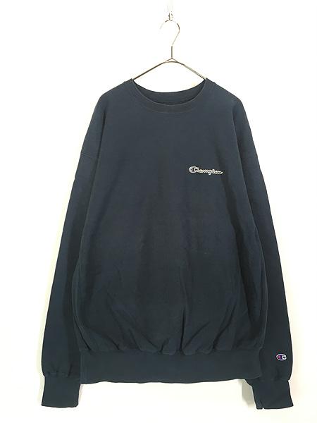 古着 00s USA製 Champion Reverse Weave ワンポイント ロゴ 刺しゅう リバース スウェット 紺 XXL 古着
