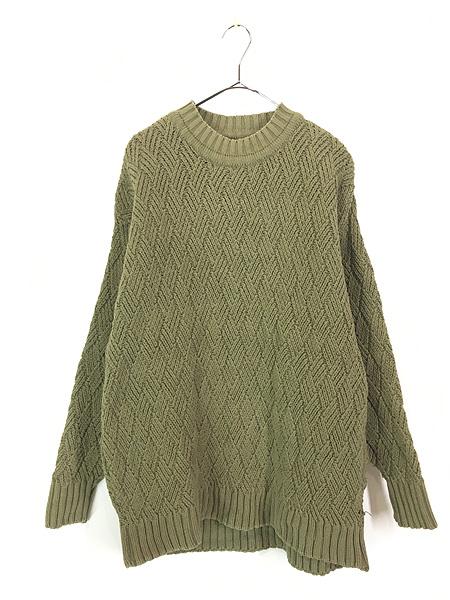 古着 90s USA製 CK   Sport 無地 ソリッド チェック編み コットン ニット モックネック セーター XL