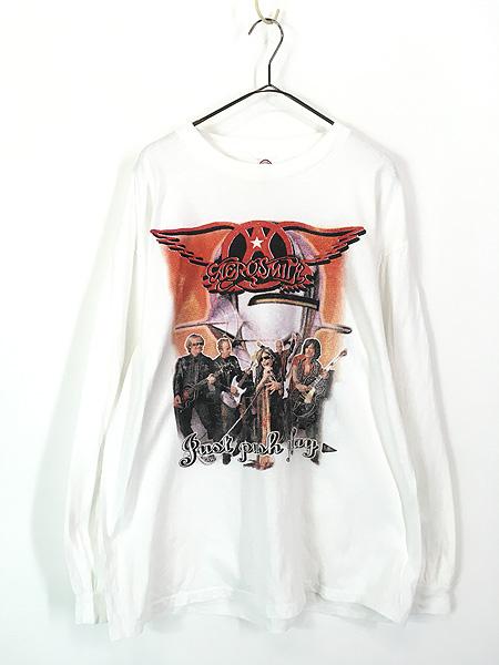 古着 00s USA製 AERO SMITH 「Just Push Play」 ツアー ハード ロック バンド 長袖 Tシャツ ロンT XL