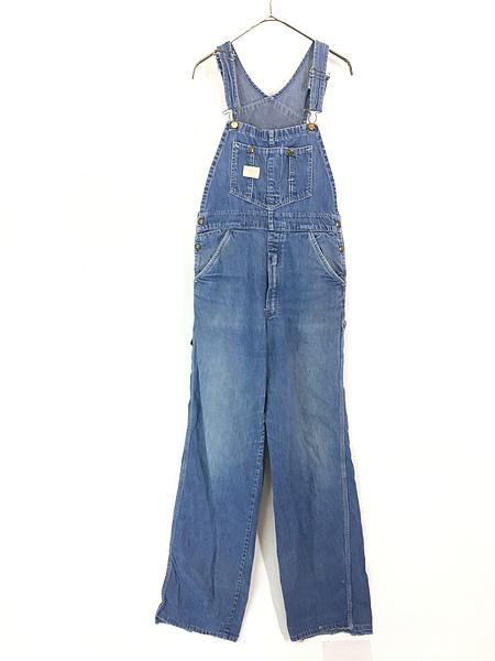 古着 60s Smith's 縦落ち インディゴ デニム ワーク オーバーオール サロペット W31 L32