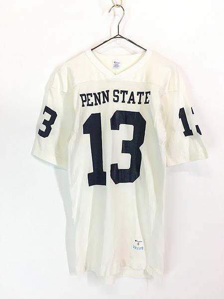古着 80s USA製 Champion 「PENN」 ナンバリング カレッジ フットボール Tシャツ S 古着