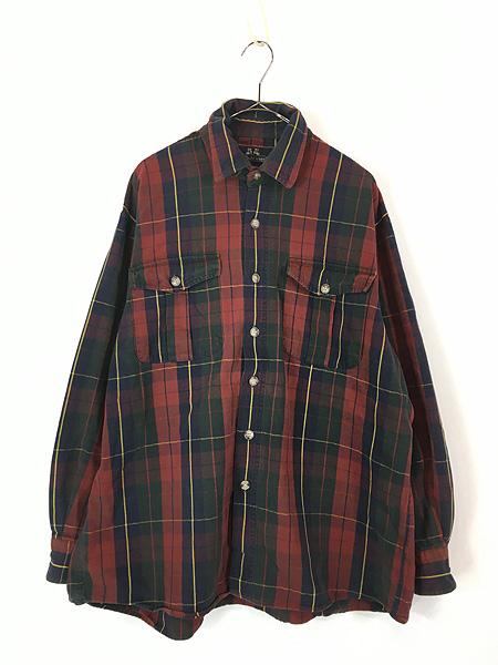 古着 90s Willis& タータン チェック ヘビー ヘリンボーンツイル ハンティング シャツ ジャケット L