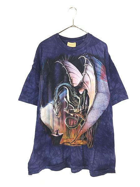 古着 00s THE MOUNTAIN ドラゴン 魔法使い グラフィック タイダイ Tシャツ XXL 古着