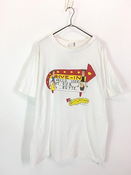 古着 90s USA製 MTV BEAVIS AND BUTT-HEAD ビーバス＆バッドヘッド キャラクター Tシャツ L 古着