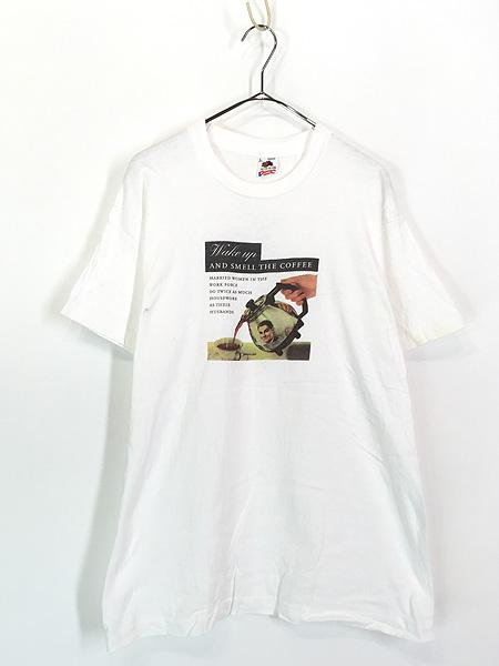 古着 90s USA製 Mechanical Brides 「Wake up and Smell the Coffee」 ミュージアム アート Tシャツ L