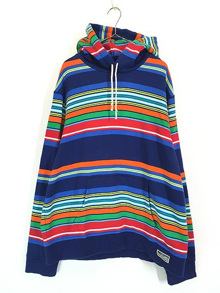 「Deadstock」 古着 Polo Ralph Lauren 「VOYAGER」 カラフル マルチ ボーダー スウェット パーカー XL 古着
