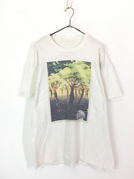 古着 90s Rob Schouten 「In the Garden of Eve」 花 フラワー アート 100%コットン Tシャツ XL位