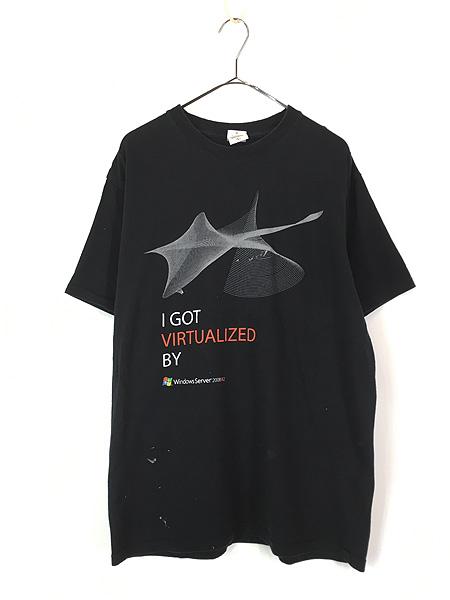 古着 00s Microsoft Windows Server 2008 R2 「I Got Virtualized」 PC コンピューター ソフトウェア Tシャツ L
