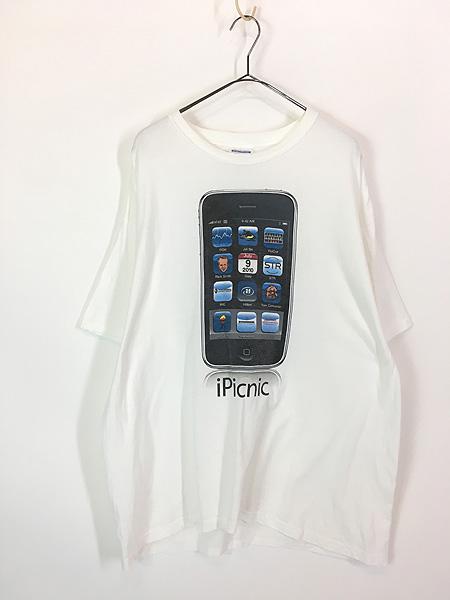 古着 10s 「iPicnic」 Apple iPhone パロディ コンピューター ソフトウェア モバイル スマートフォン Tシャツ XL