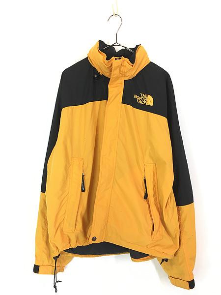 古着 90s TNF The North Face 2way シェル ジャケット 黄×黒 L 古着