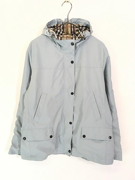 レディース 古着 England製 Burberry London 裏地 メッシュ 光沢 フーデッド シェル ジャケット L 古着