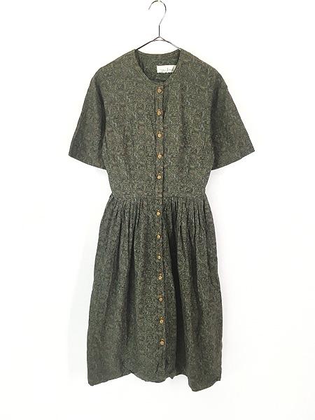 レディース 古着 60s Merri Juniors ペイズリー インド象 ノーカラー ワンピース ミディアム丈 M位 古着