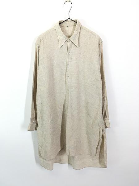 レディース 古着 40-50s ユーロ ヴィンテージ ライト ウール プルオーバー グランパ シャツ マチ付 L位 古着