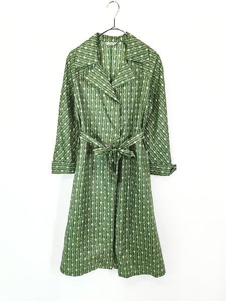 レディース 古着 70s Italy製 LioLa チェーン ストライプ 光沢 ライト スプリング コート M位 古着