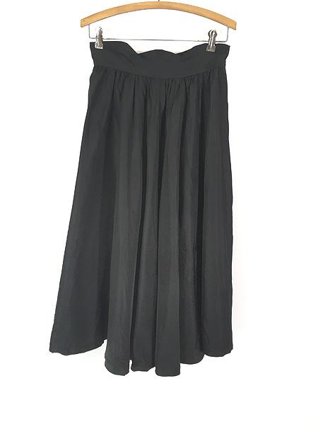 レディース 古着 50s コの字 光沢 無地 ソリッド シルク サーキュラー スカート ロング丈 M位 古着