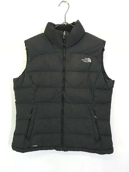 レディース 古着 TNF The North Face 700 フィルパワー ヌプシ ダウン ベスト パッカブル 黒 L　古着