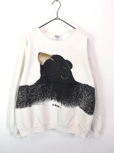 レディース 古着 90s USA製 Wheelhouse Designs 「A Hug...」 クマさんとハグ アニマル アート スウェット トレーナー XL 古着