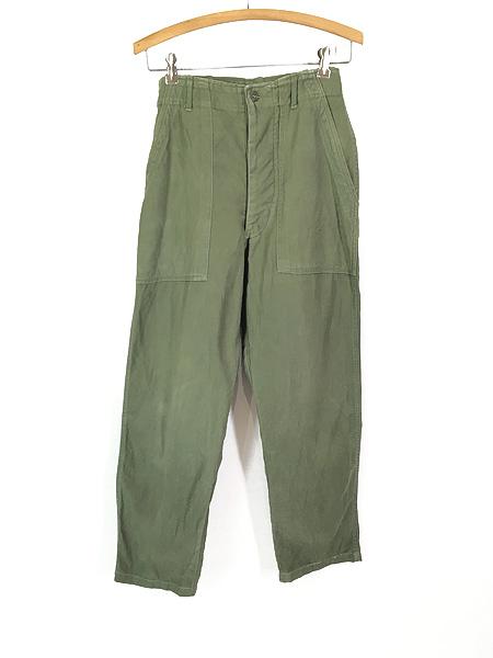 レディース 古着 60s 米軍 「初期」 コットンサテン ミリタリー ベイカー スリム パンツ W26 L29 古着