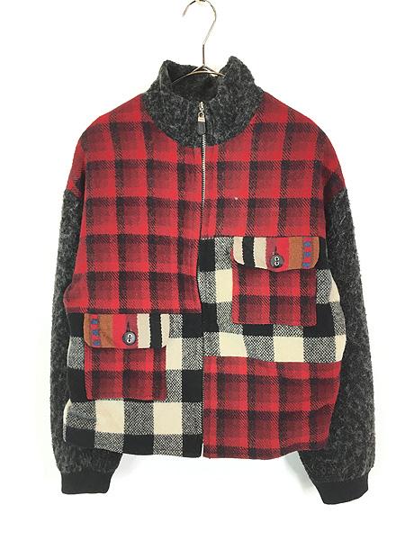 レディース 古着 90s USA製 CB Wraps by Canvasbacks マルチ チェック ウール ジャケット XS 古着
