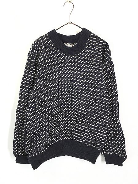 レディース 古着 80s Norway製 LL Bean バーズアイ ヘビー ウール ニット セーター M 古着