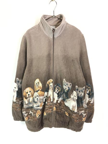レディース 古着 90s BLAIR 記念撮影 お座り 犬 わんちゃん フリース ジャケット L 古着