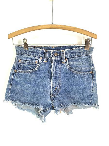 レディース 古着 70s Levi's 505-0217 シングル 「66 前期」 インディゴ デニム カットオフ  ショーツ ショート パンツ W27.5 古着