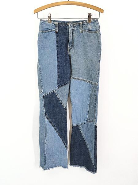 レディース 古着 00s GAP パッチワーク ブルー デニム スリム ブーツカット カットオフ パンツ ジーンズ W27 L30 古着