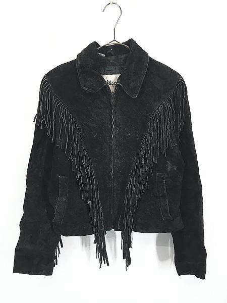 レディース 古着 80s Wilsons 本革 スエード レザー ウエスタン フリンジ ジャケット M位 古着