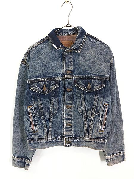 レディース 古着 80s USA製 Levi's 57514-0766 ロング ポケット 2tone デニム トラッカー ジャケット Gジャン L 古着