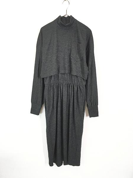 レディース 古着 80s Saks Fifth Avenue × Chetta B セットアップ風 ハイネック ウール ワンピース ミモレ丈 L位 古着