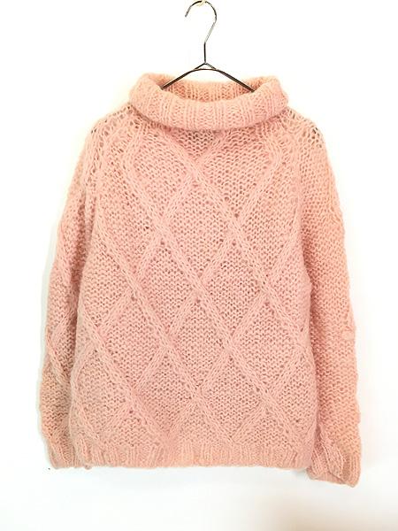 レディース 古着 60s Italy製 Kay Karen 菱形 ダイヤ タートルネック モヘア ニット セーター L位 古着
