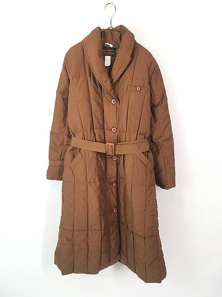 レディース 古着 70s Eddie Bauer ショールカラー キルティング グース ダウン ロング コート L 古着
