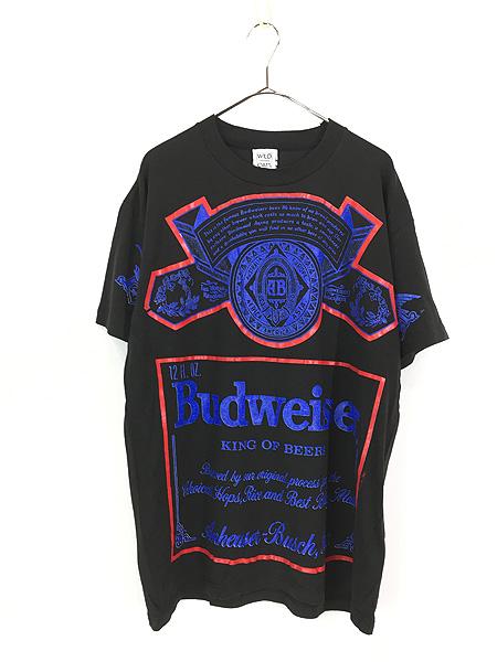 古着 90s USA製 Budweiser バドワイザー ビール 企業 豪華 4面 プリント Tシャツ L 美品!! 古着