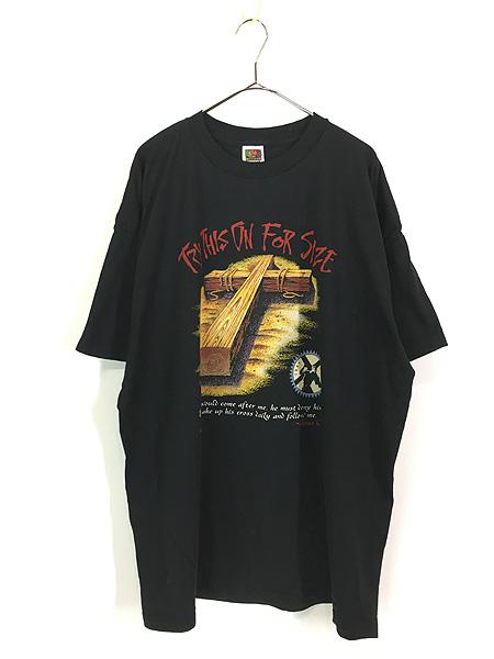 古着 90-00s Solid Light 「Try This On For Size」 十字架 イエス キリスト アート Tシャツ XXL