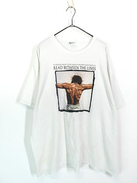 古着 00s Solid Light 「Read Between the Line」 Jesus イエス キリスト フォト アート Tシャツ 2X