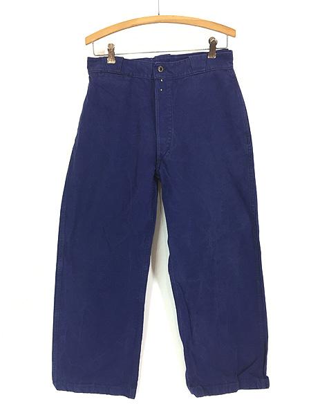 古着 50s Le Cres Souple フロント ホック フレンチ ユーロ コットンツイル ワーク パンツ ストレート W31 L27