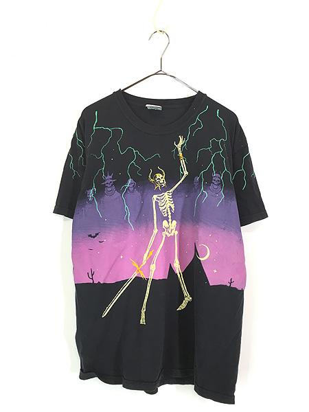 古着 Lizard Salt スカル ボーン サンダー 豪華 グラフィック Tシャツ L 古着