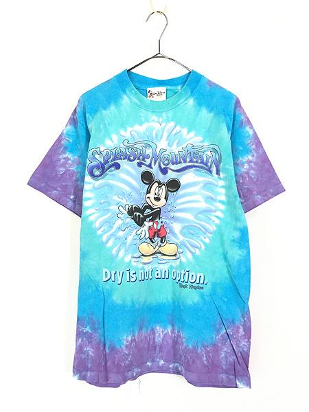 古着 90s USA製 Disney Mickey ミッキー 「SPLASH MOUNTAIN」 タイダイ Tシャツ M 古着