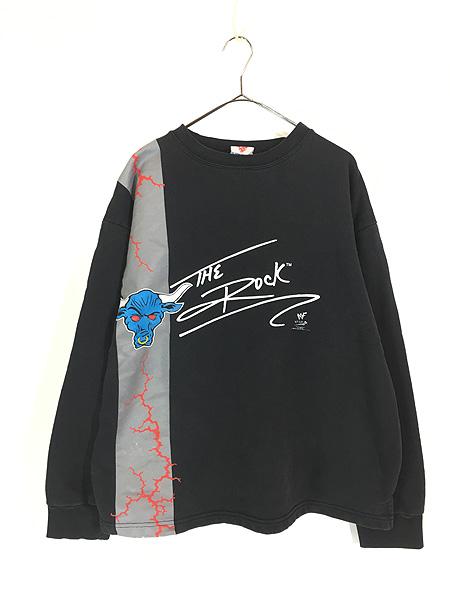 古着 90s WWF The Rock ドウェイン ジョンソン プロレス スウェット トレーナー L