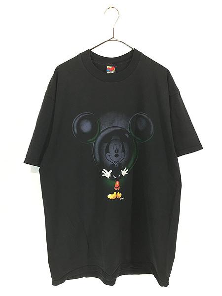 古着 90s Disney Mickey ミッキー ミラー 反射 Tシャツ XL位 古着