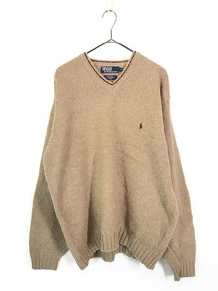 古着 90s Polo Ralph Lauren ワンポイント コットン アルパカ ウール ニット セーター L 古着