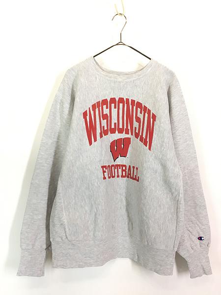 古着 90s USA製 Champion Reverse Weave 「WISCONSIN」 3段 カレッジ リバース スウェット XL 古着