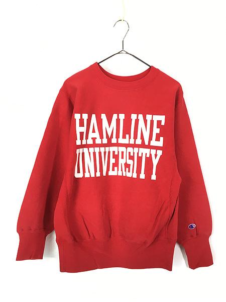 古着 90s USA製 Champion Reverse Weave 「HAMLINE」 2段 カレッジ リバース スウェット M 古着