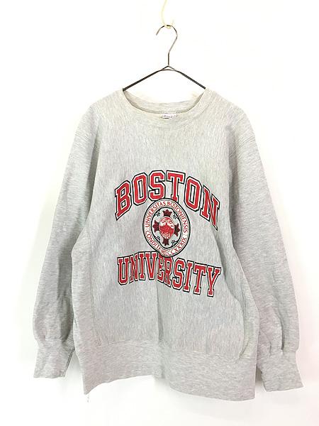 古着 90s USA製 Champion Reverse Weave 「BOSTON」 3段 カレッジ リバース スウェット L 古着